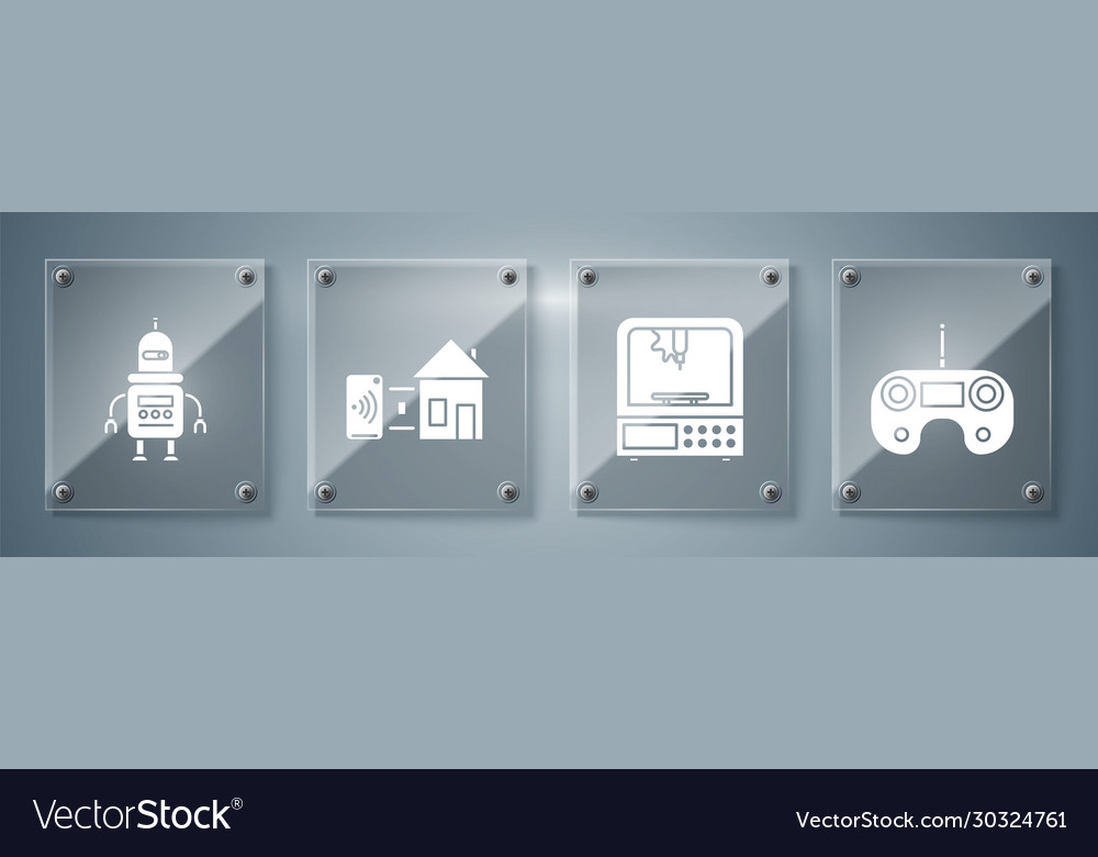 Set remote control 3d printer smart home Vector Image