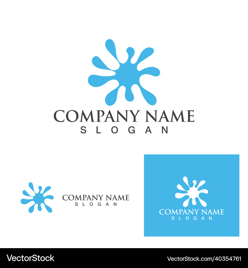 Splash water blue logo and symbol Royalty Free Vector Image