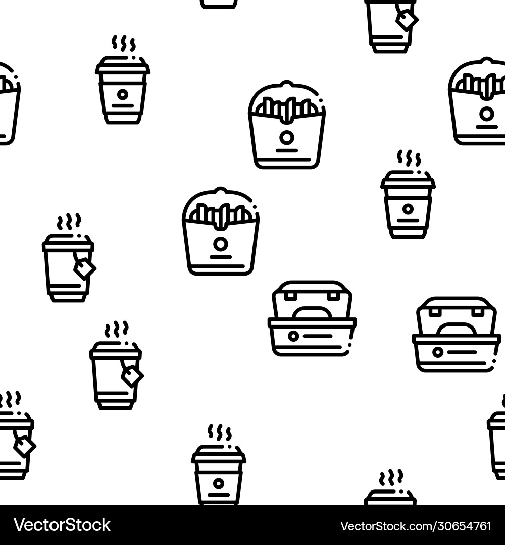 Take away food and drink delivery seamless pattern