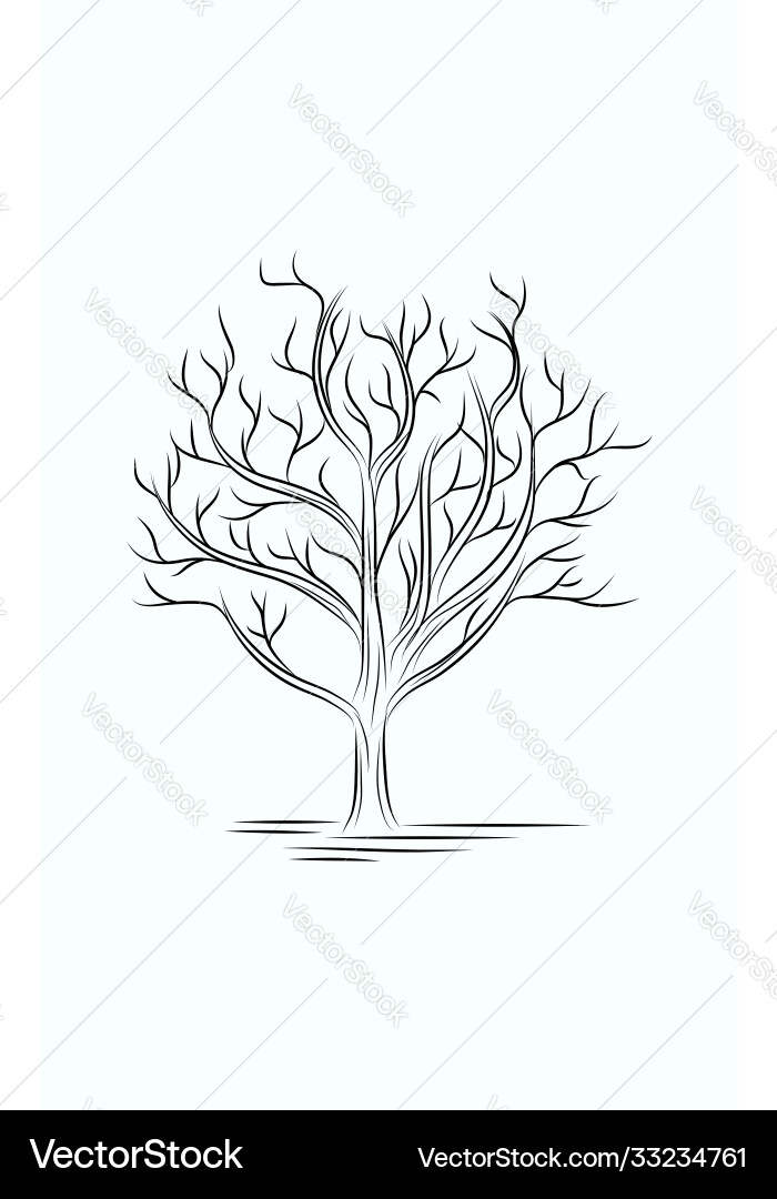 Tree line art black and white sketches drawing Vector Image