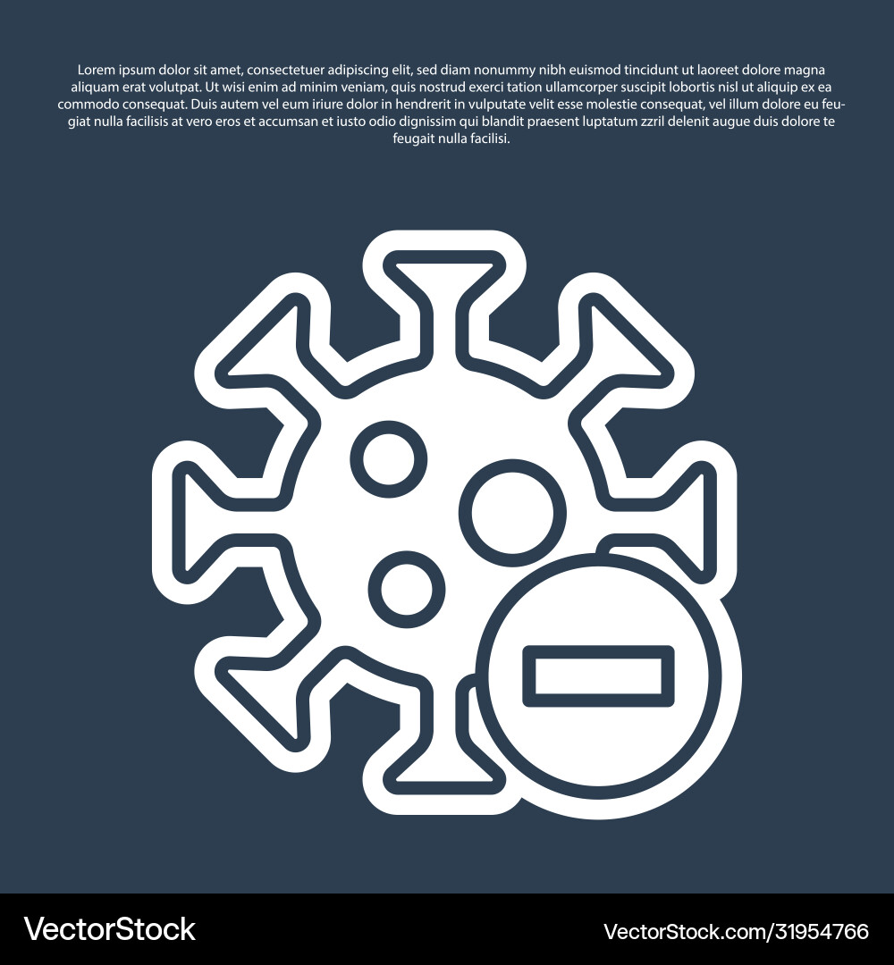 Blue line negative virus icon isolated on blue Vector Image