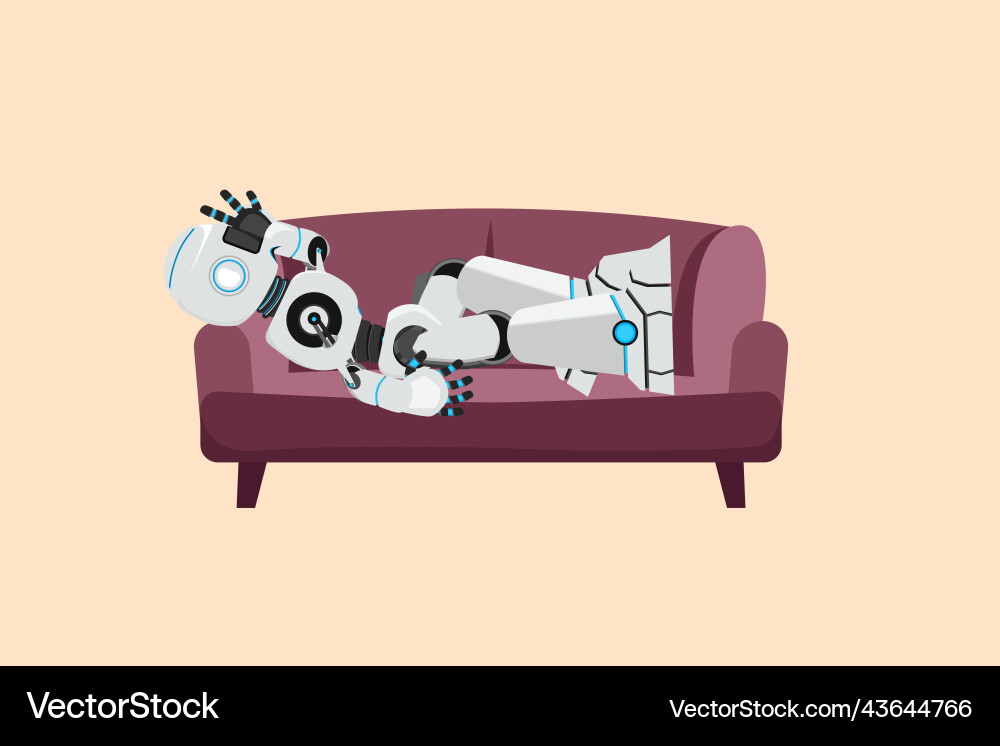 Business design drawing depressed robot tired Vector Image