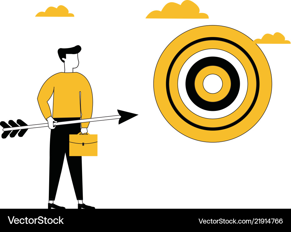 Business man with arrow and target board Vector Image