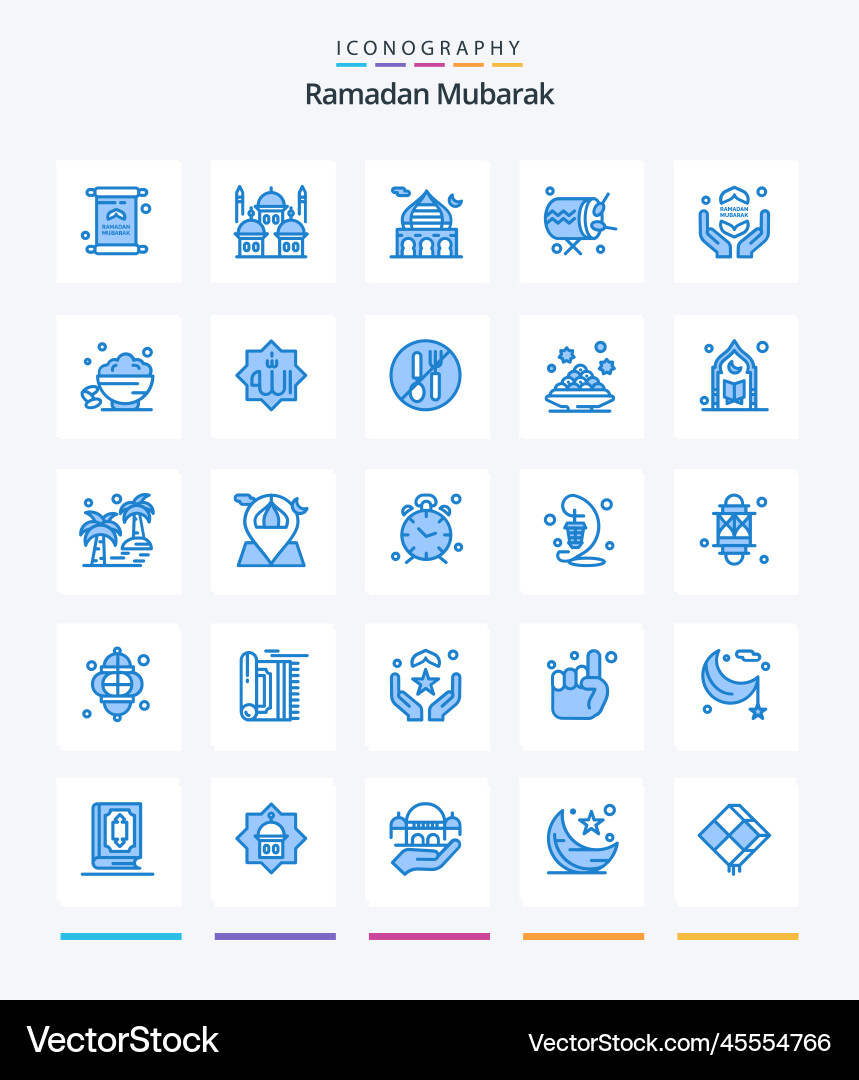 Creative ramadan 25 blue icon pack such as islam Vector Image