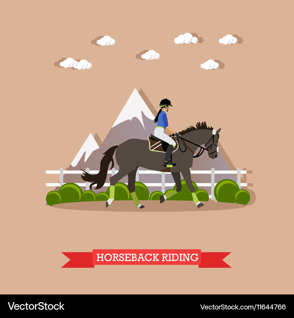 Girl horseback riding flat design Royalty Free Vector Image