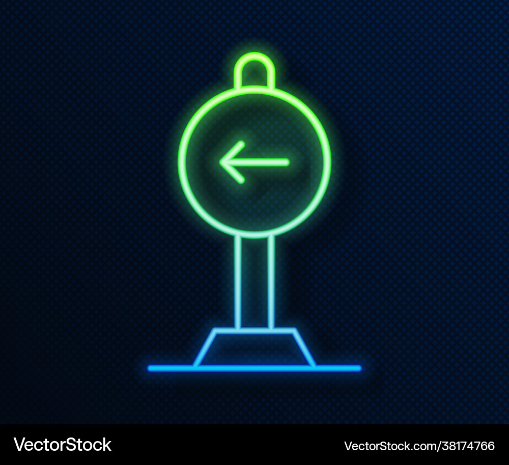 Glowing neon line traffic sign turn left warning Vector Image