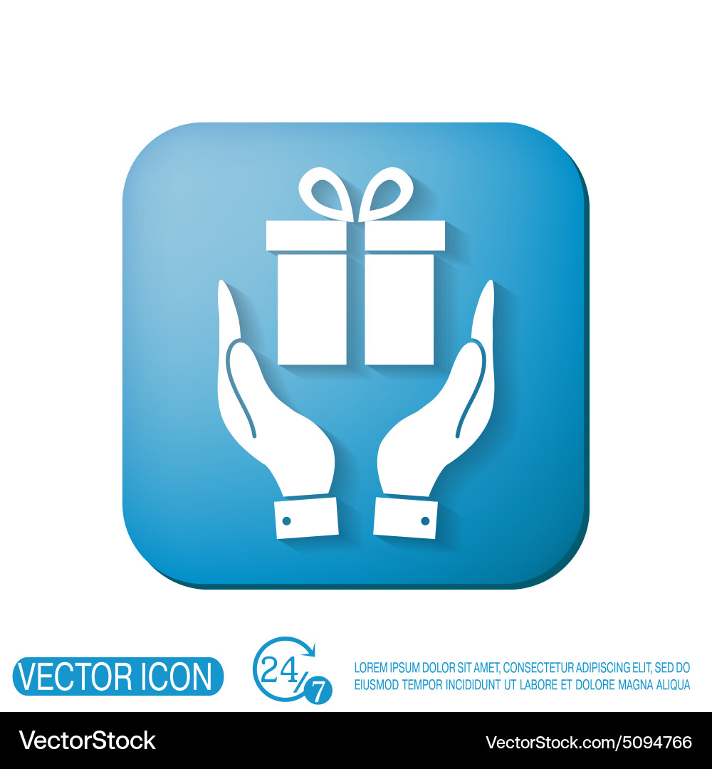 Hand holding a holiday gift box icon Royalty Free Vector