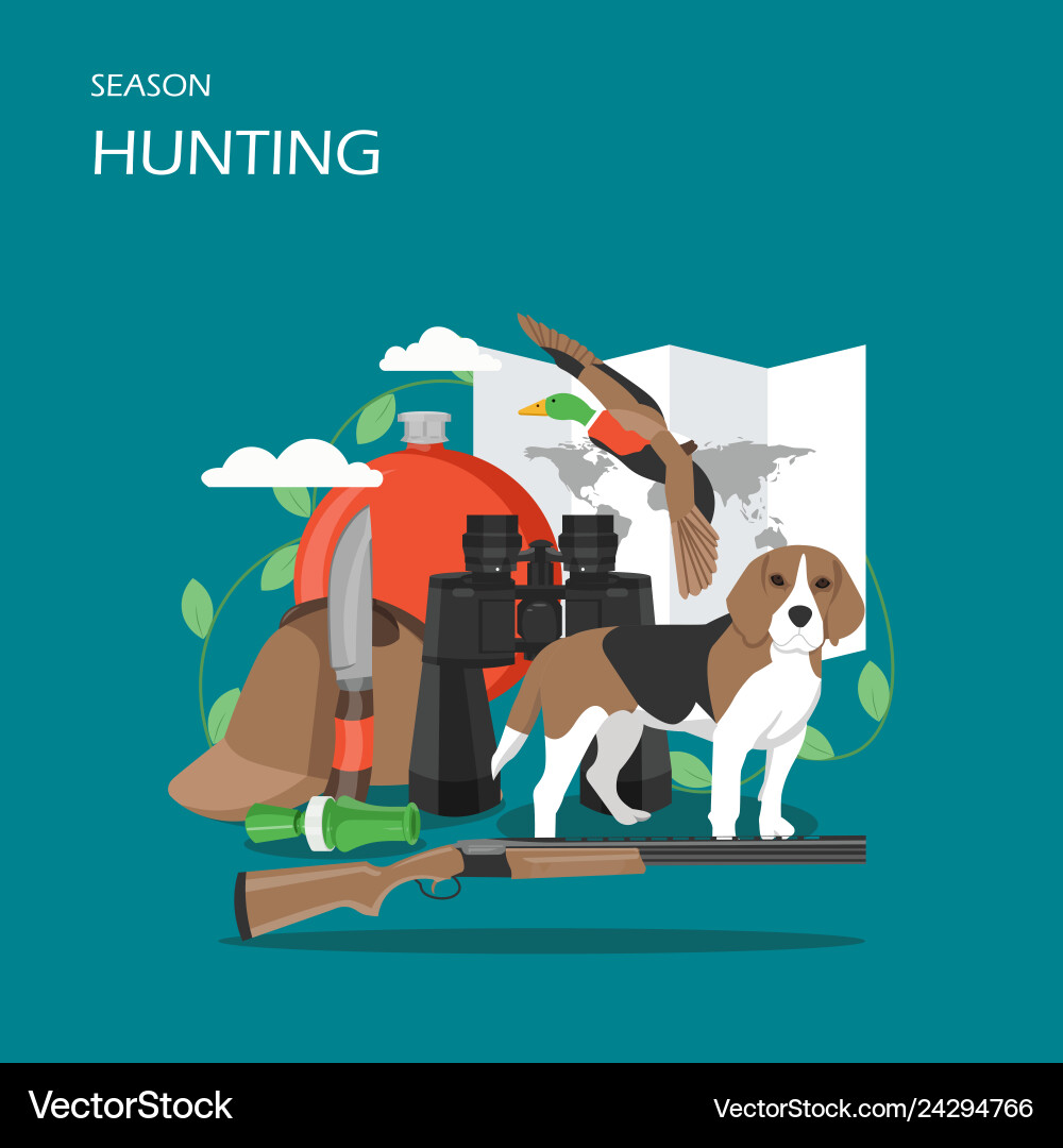 Hunting season flat style design Royalty Free Vector Image