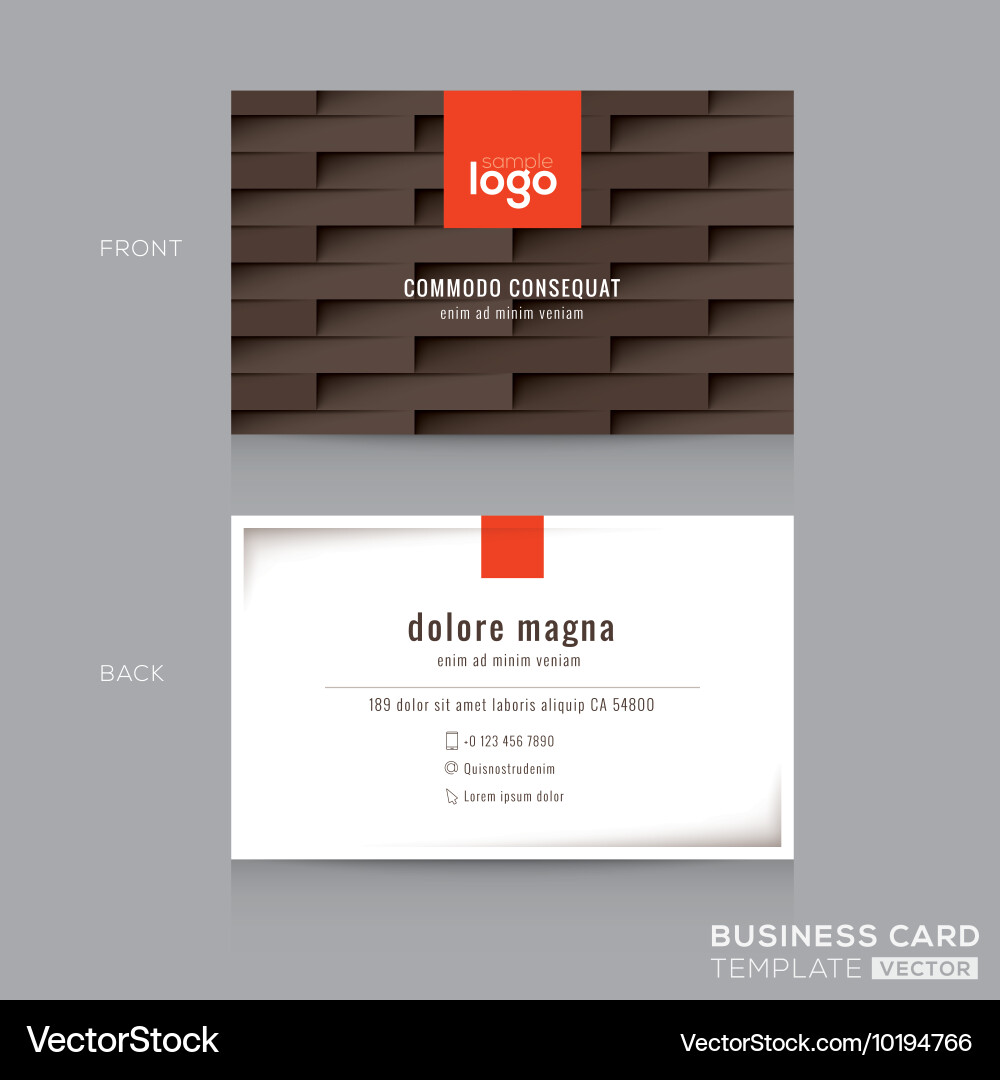 Modern brown business card name template Vector Image