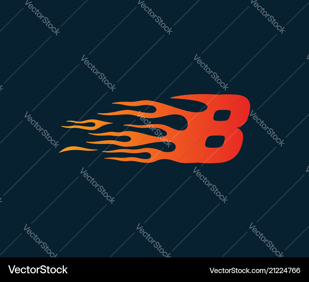 Number 8 fire flame logo speed race design Vector Image