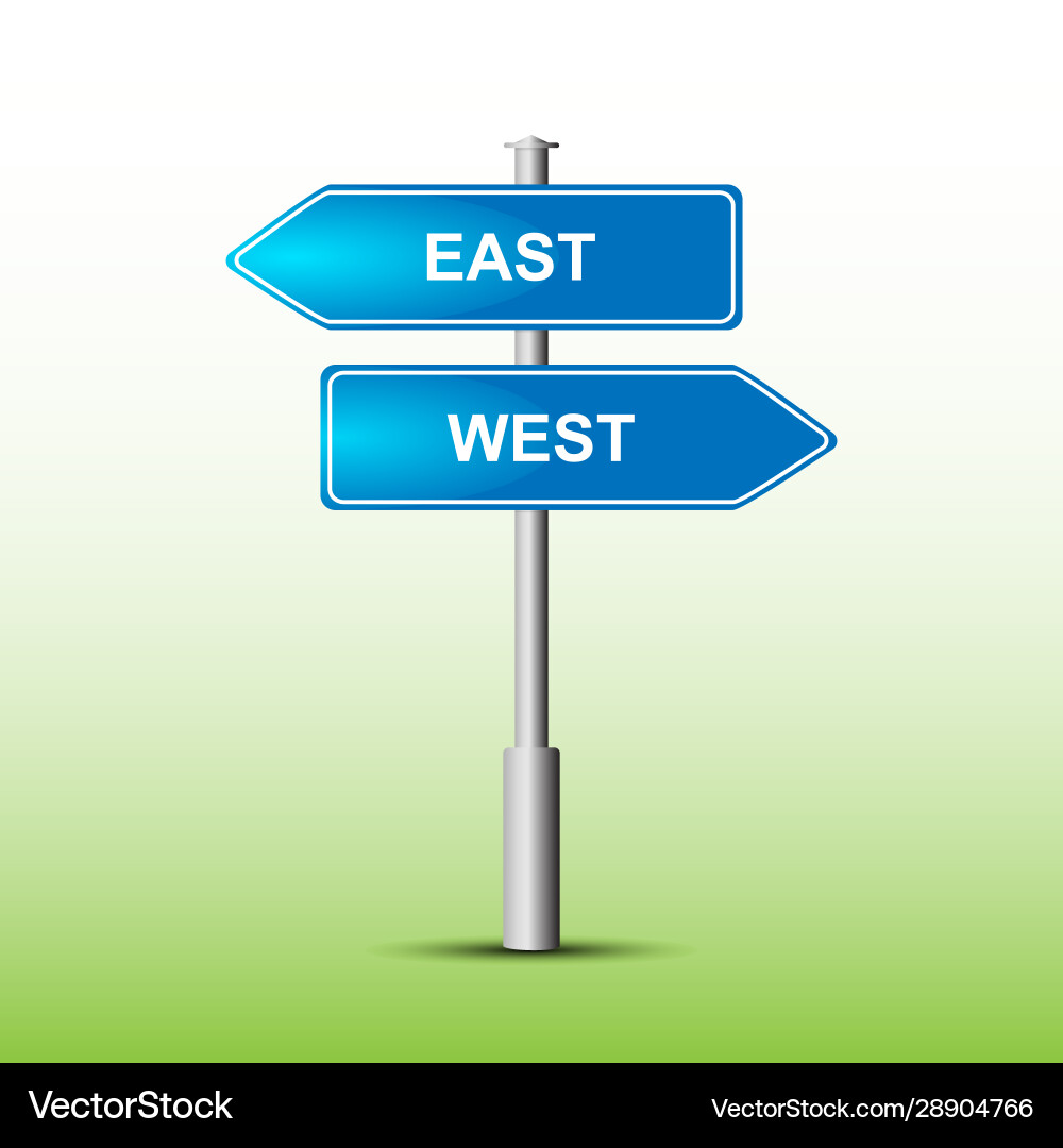 Pointer red and green with words east and west Vector Image