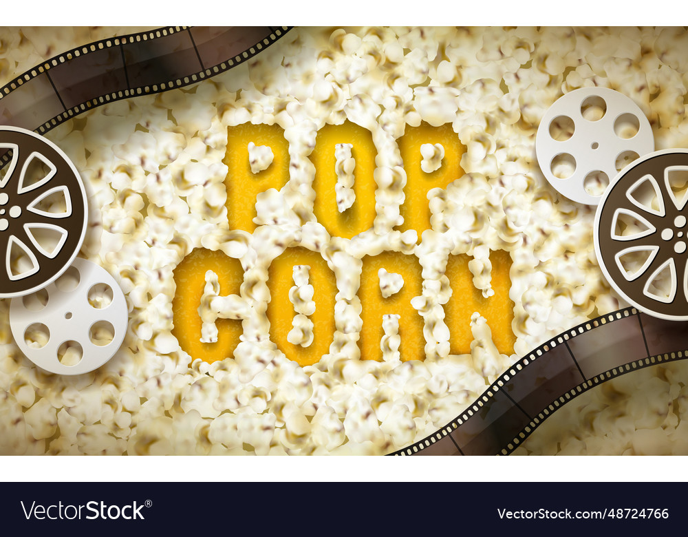 Popcorn word with filmstrip Royalty Free Vector Image