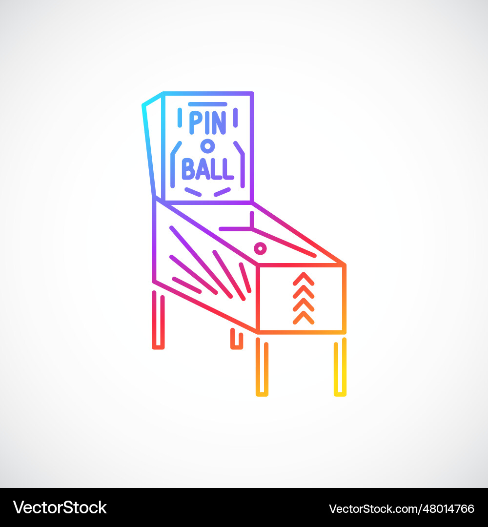 Retro game bright emblem pin ball machine line Vector Image