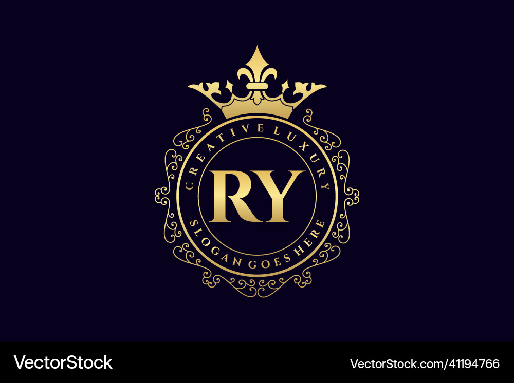 Ry initial letter luxury calligraphic feminine Vector Image