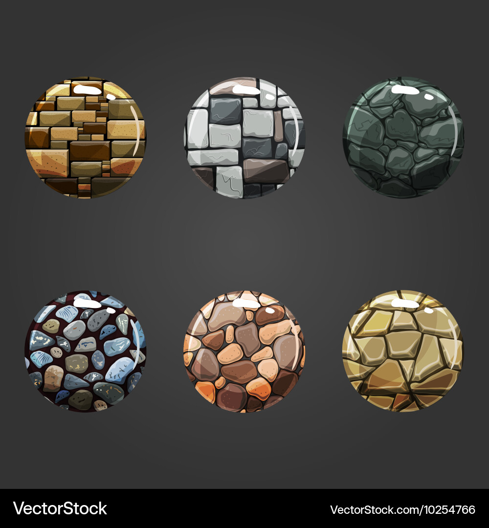 Set of round volume stone buttons Royalty Free Vector Image