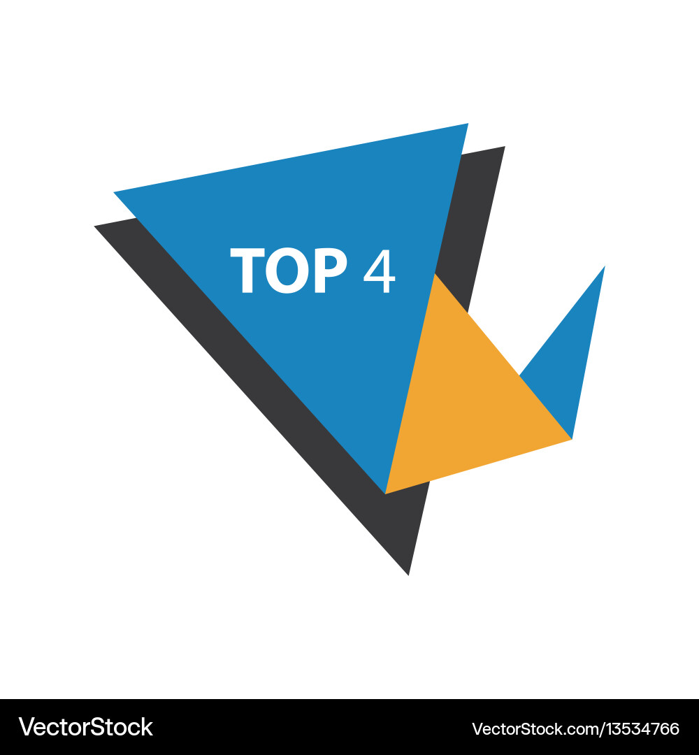 Top4 text in label blue yellow black Royalty Free Vector