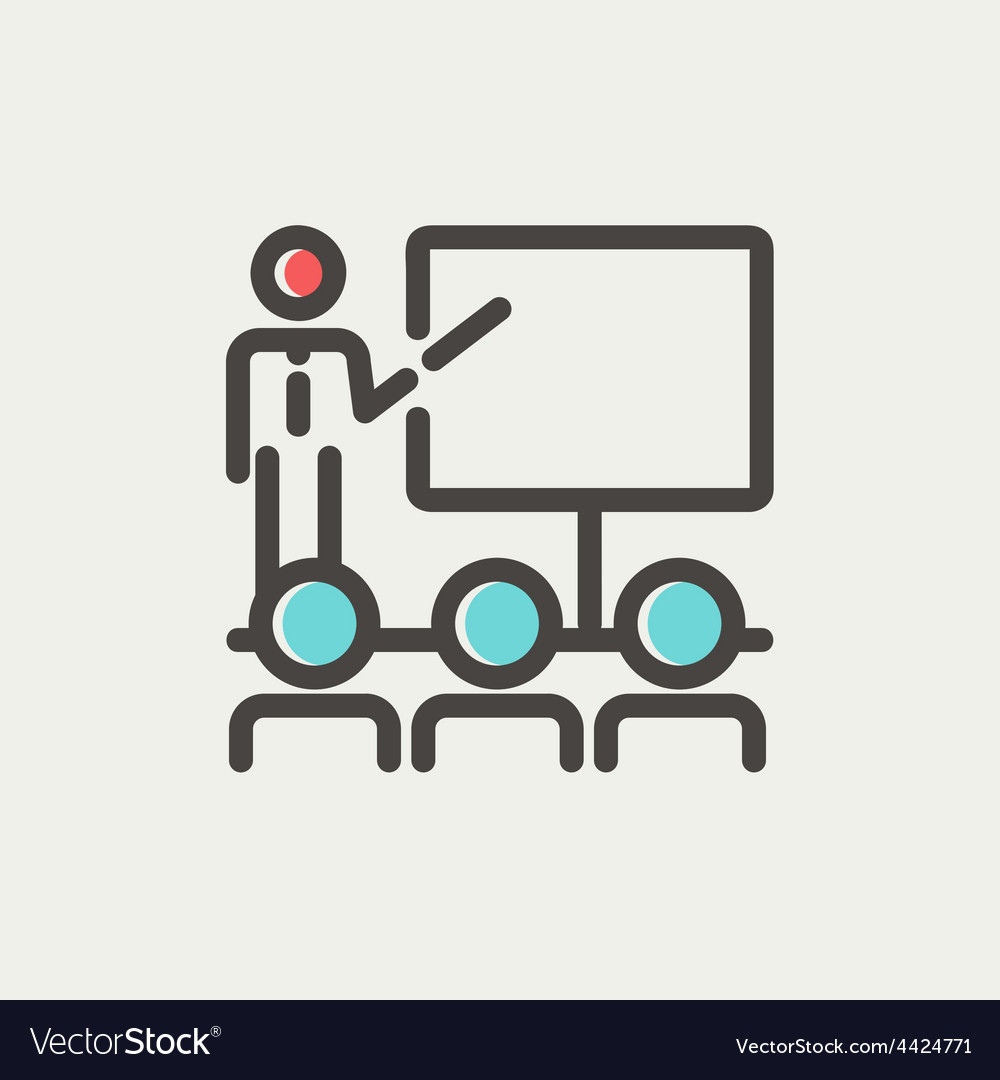 Businessman giving a presentation thin line icon Vector Image Businessman giving a presentation thin line icon Vector Image