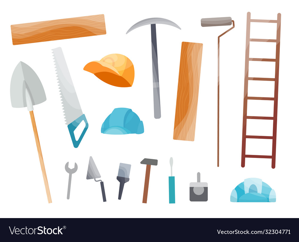 Collection hand tool set equipment Royalty Free Vector Image