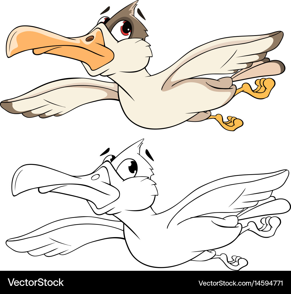 Cute seagull cartoon character Royalty Free Vector Image