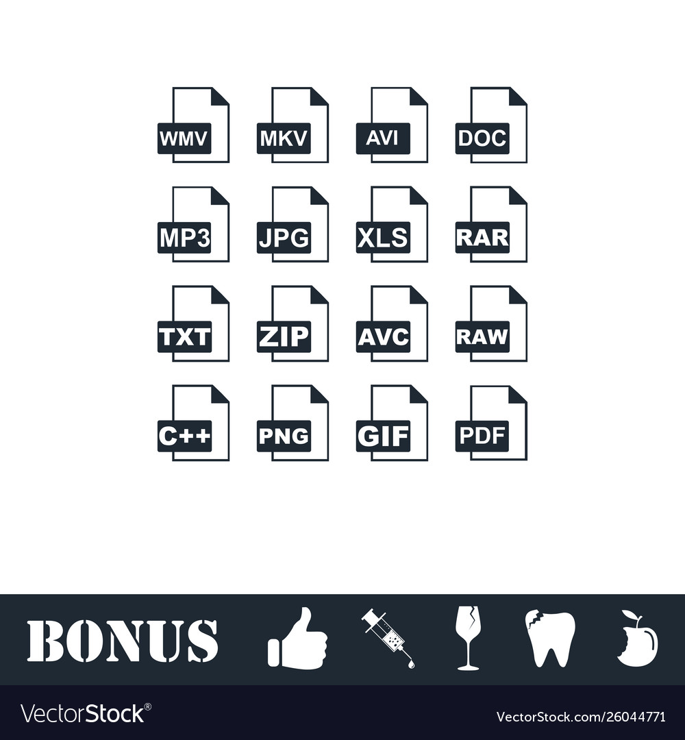 File extensions icon flat Royalty Free Vector Image