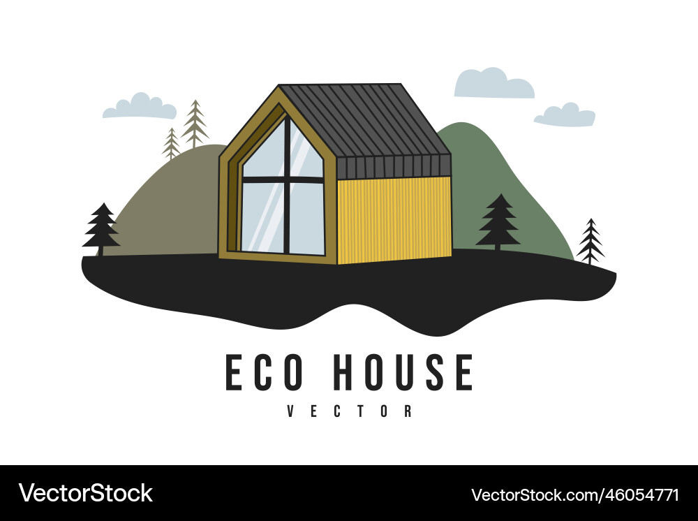 Flat barnhouse modern two-storey house Royalty Free Vector
