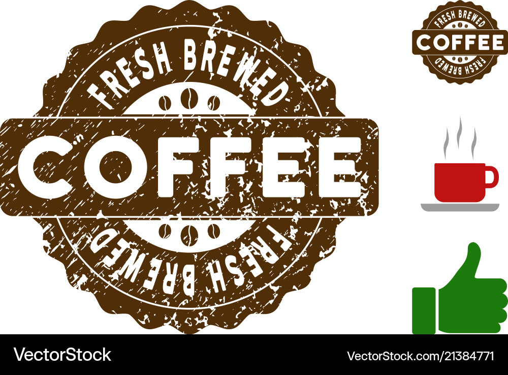 Fresh brewed badge stamp with dirty texture Vector Image