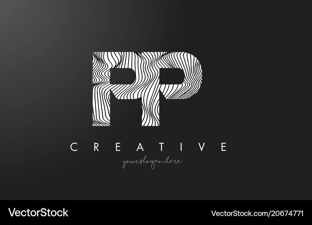 Pp p letter logo with zebra lines texture design Vector Image