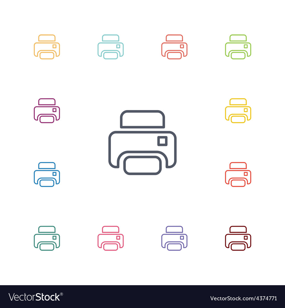 Printer flat icons set Royalty Free Vector Image