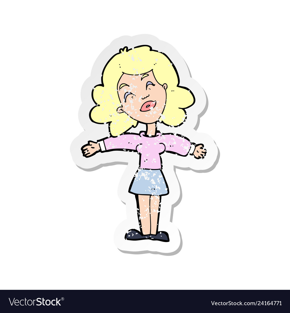 Retro distressed sticker a cartoon woman Vector Image