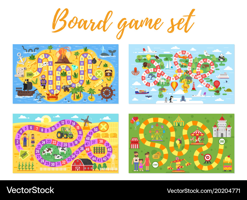 Set of kids boardgame Royalty Free Vector Image