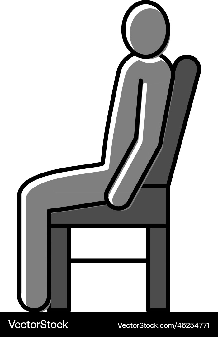 Sit man silhouette color icon Royalty Free Vector Image