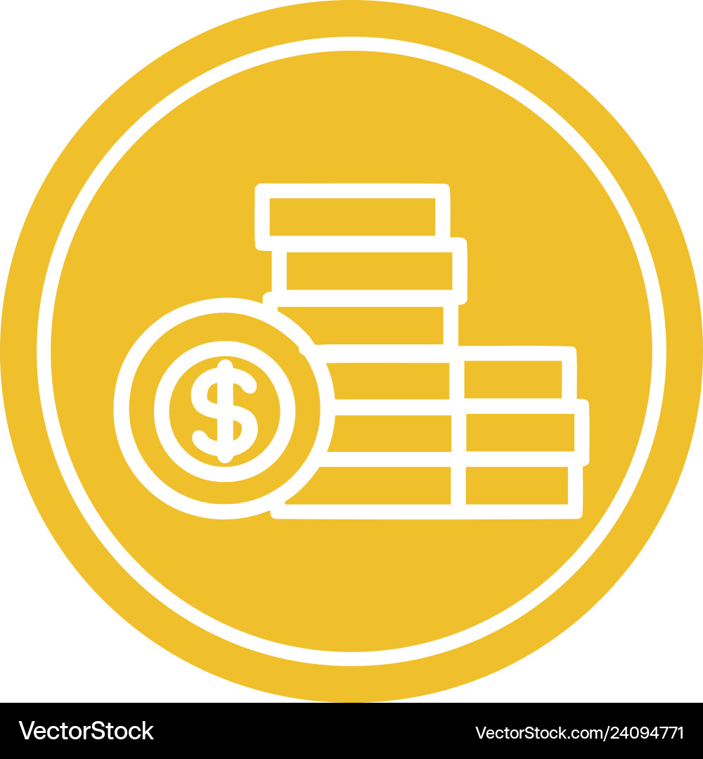 Stacked money circular icon Royalty Free Vector Image
