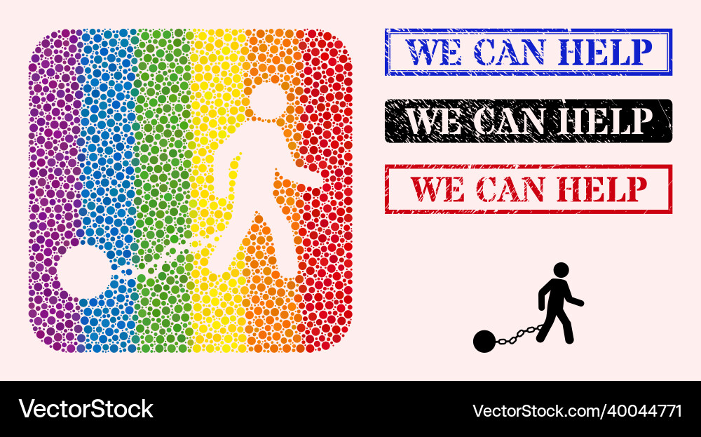 Textured we can help badge and dotted mosaic slave