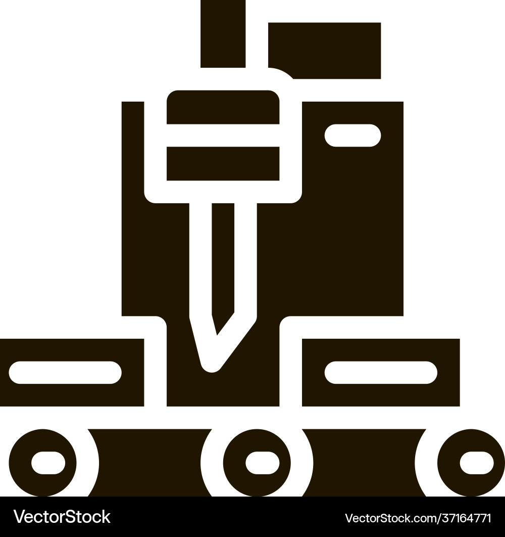 Wood plank cutting machine icon glyph Royalty Free Vector