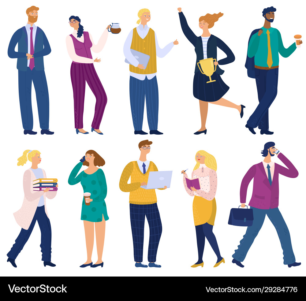 Business people working in office cartoon Vector Image