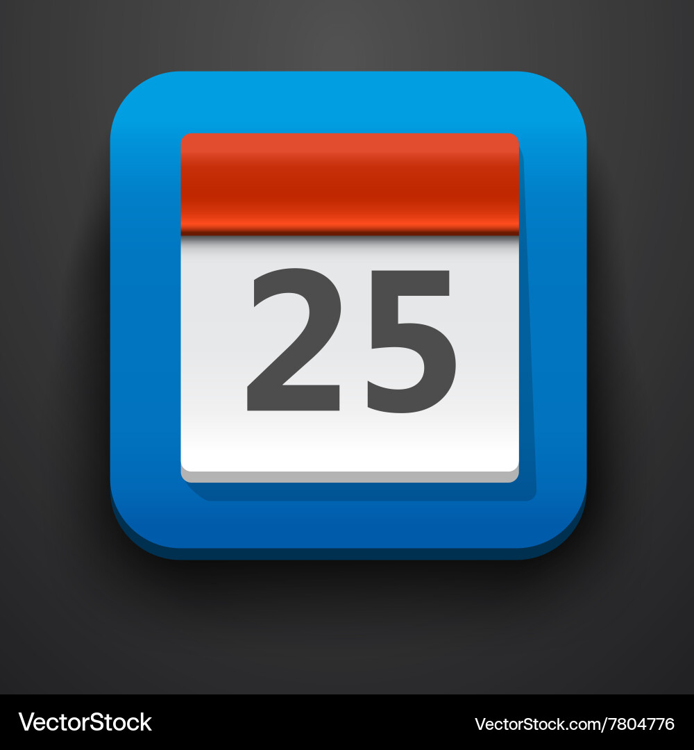Calendar symbol icon on blue Royalty Free Vector Image