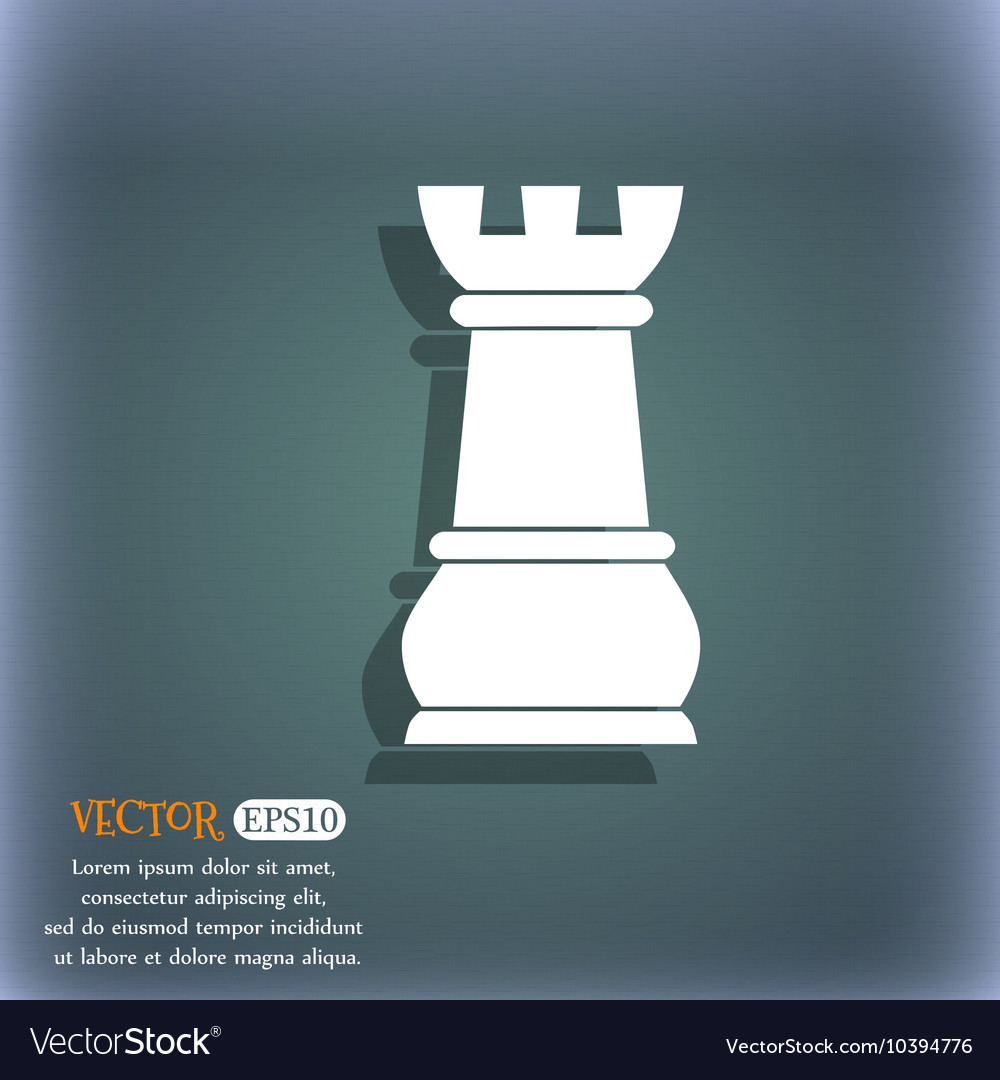 Chess rook icon on the blue-green abstract Vector Image
