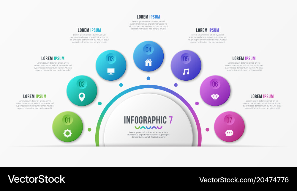 Circle chart template with 7 options Royalty Free Vector