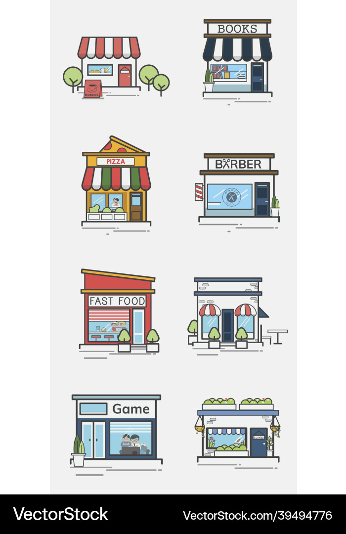 Collection of shops and stores Royalty Free Vector Image