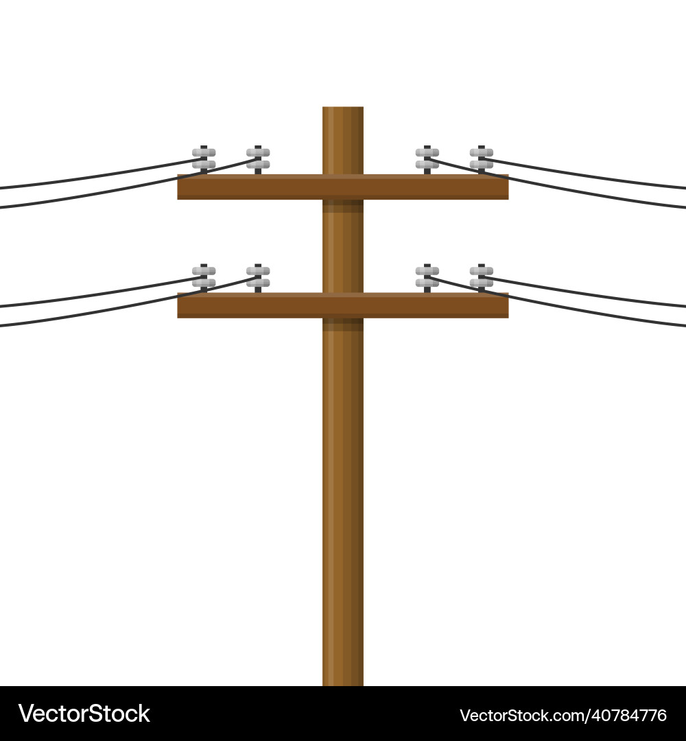 Electric pole isolated on white background wood Vector Image