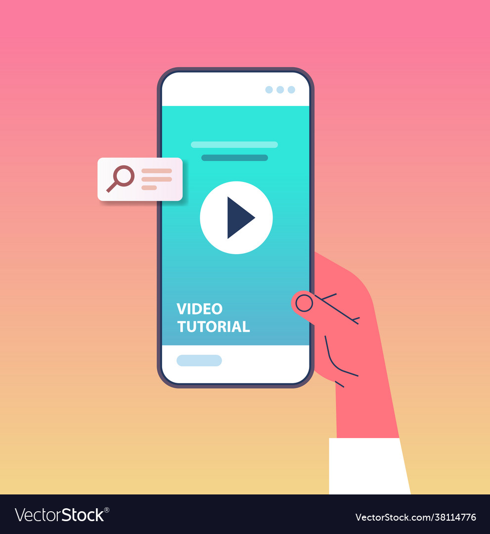Human hand using mobile educational app Royalty Free Vector