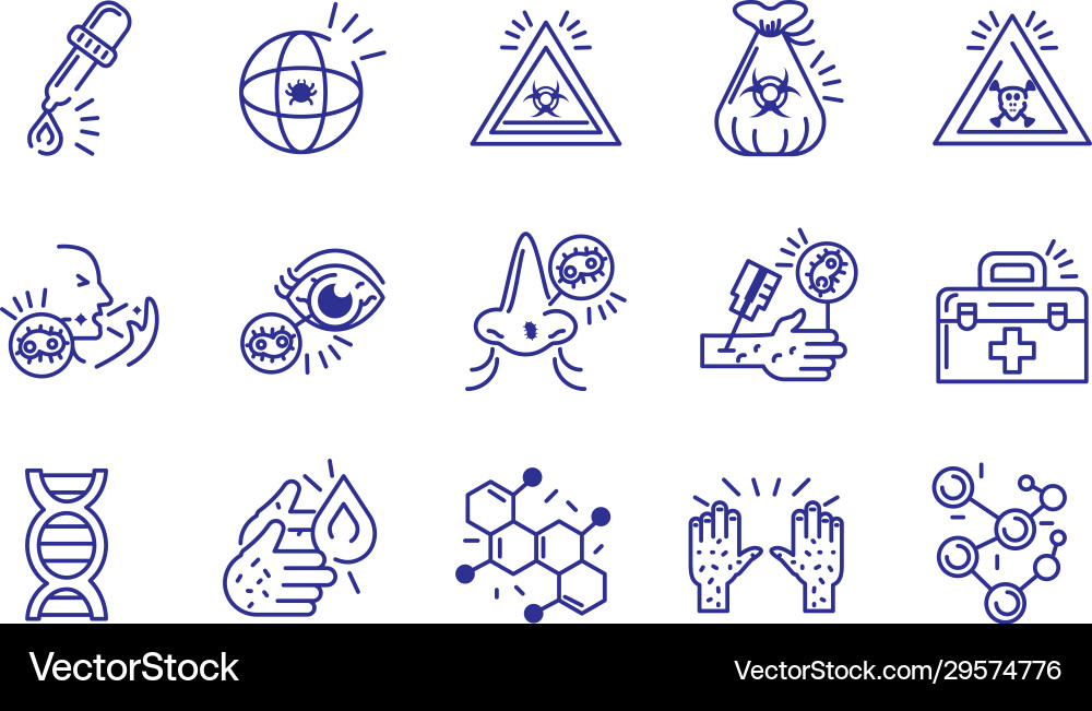 Icons set virus and sickness concept line Vector Image