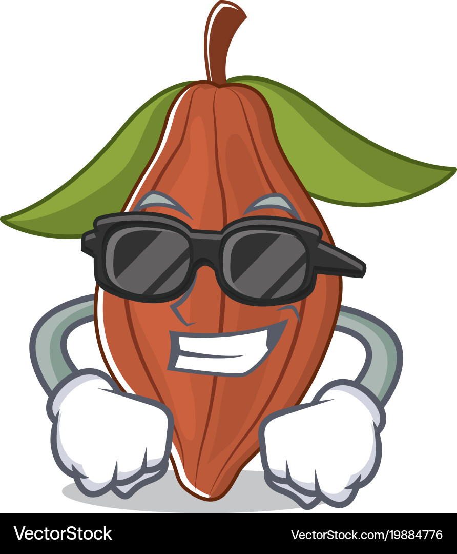 Super cool cacao bean character cartoon Royalty Free Vector