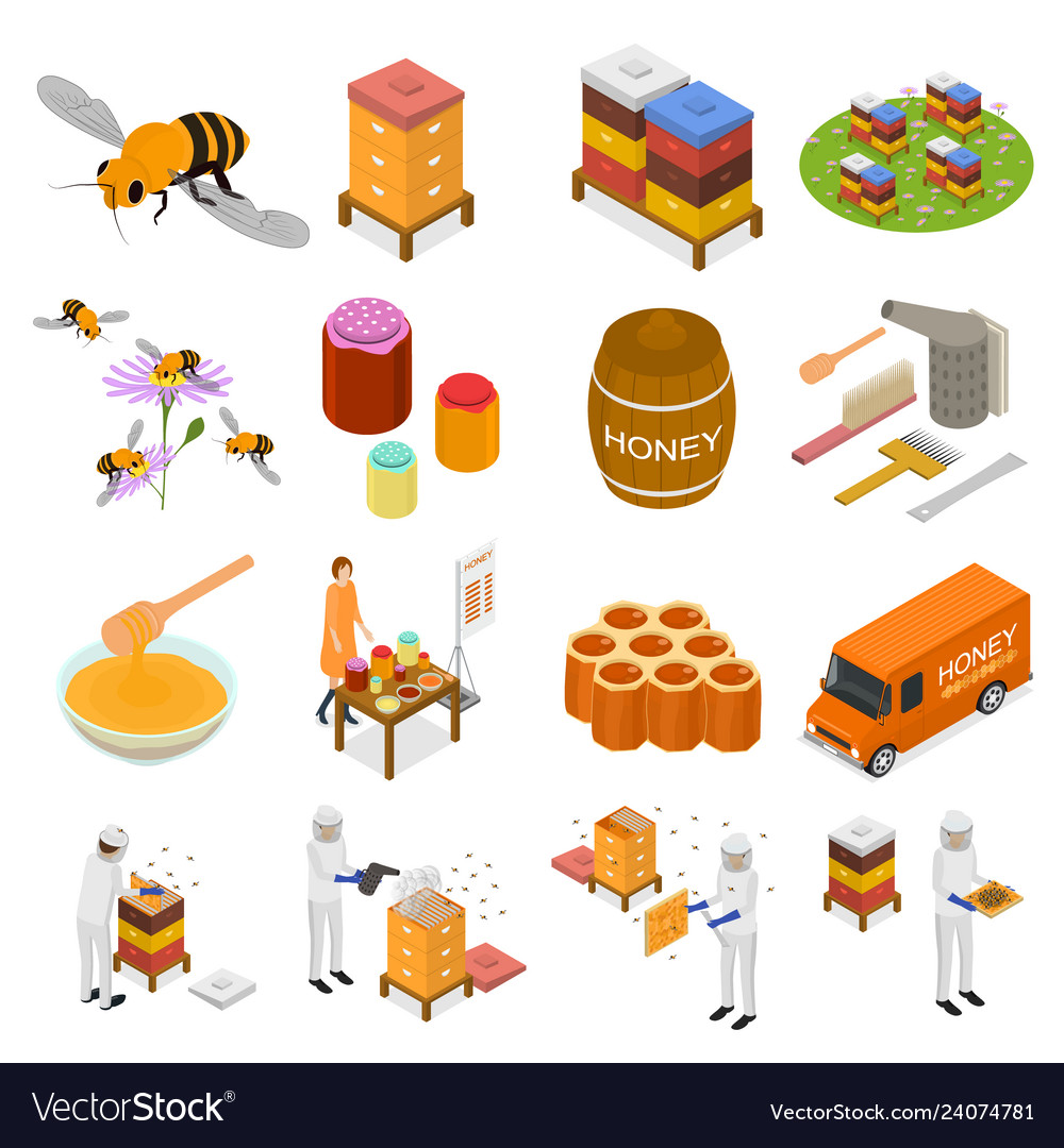 Apiary sign 3d icon set isometric view Royalty Free Vector Apiary sign 3d icon set isometric view Royalty Free Vector
