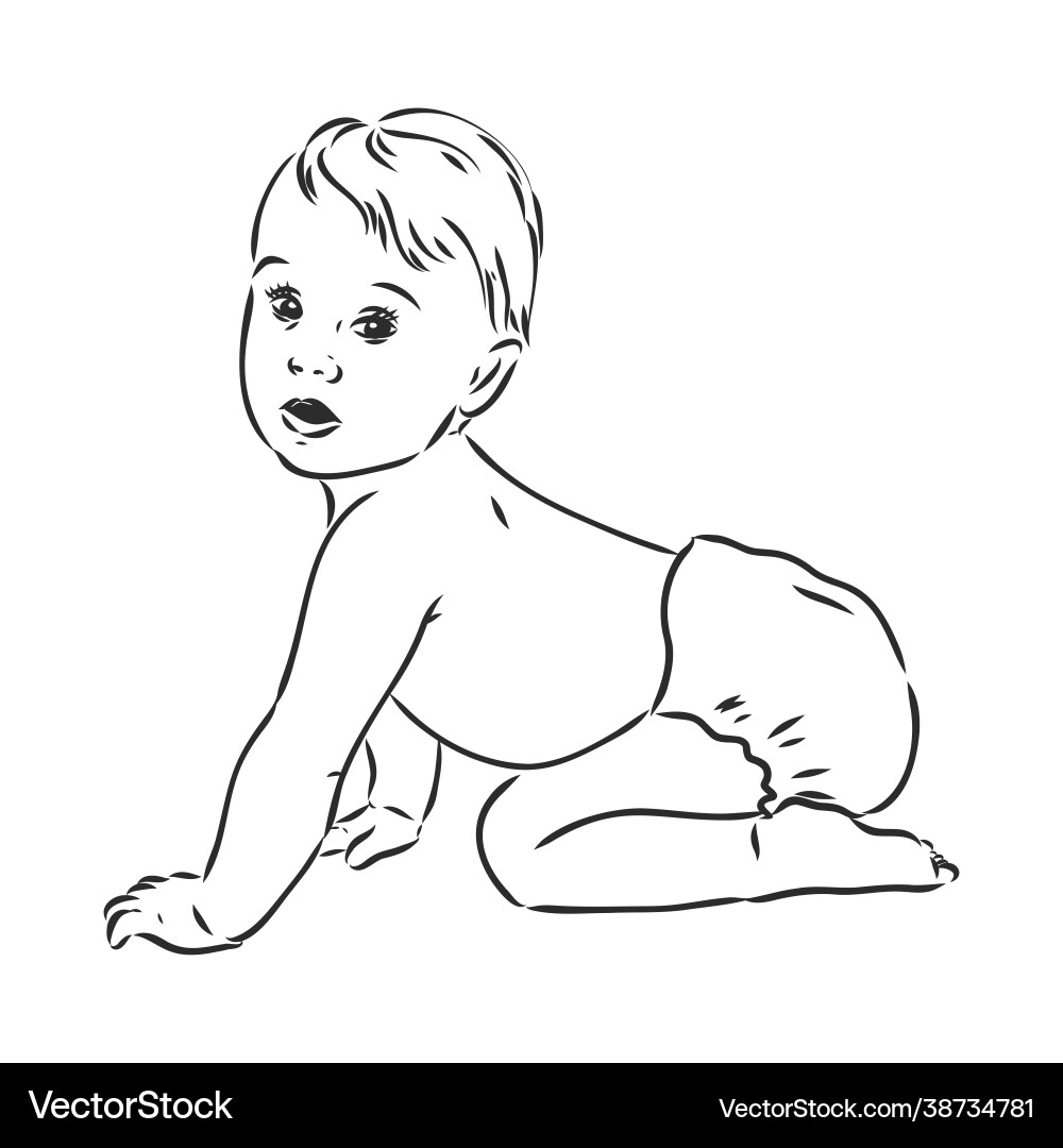 Baby figure front side and back view beautiful Vector Image