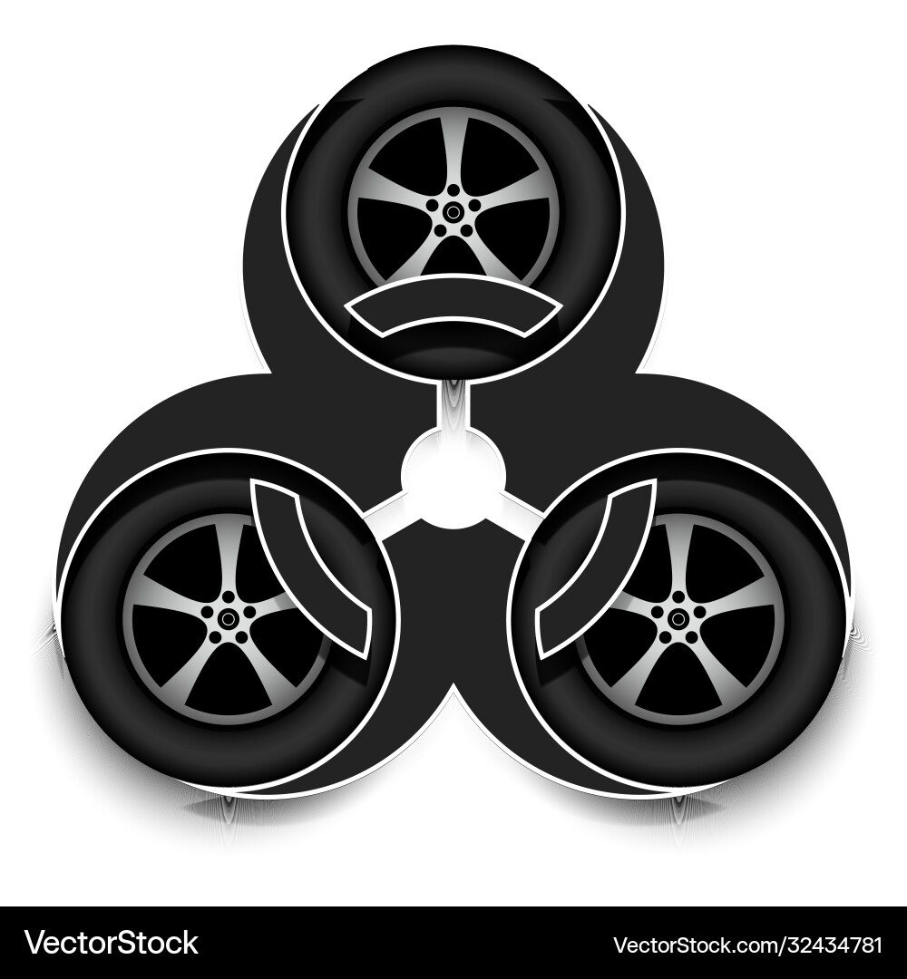 Biohazard symbol with car wheel Royalty Free Vector Image