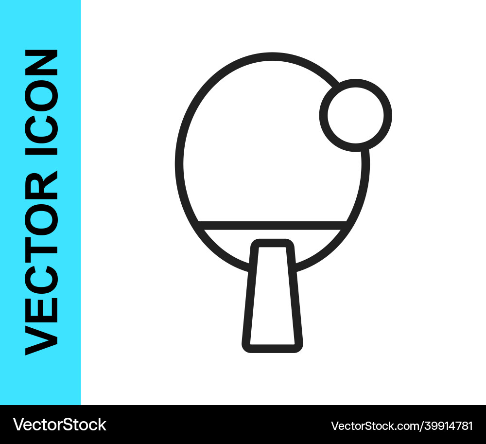 Black line racket for playing table tennis icon Vector Image