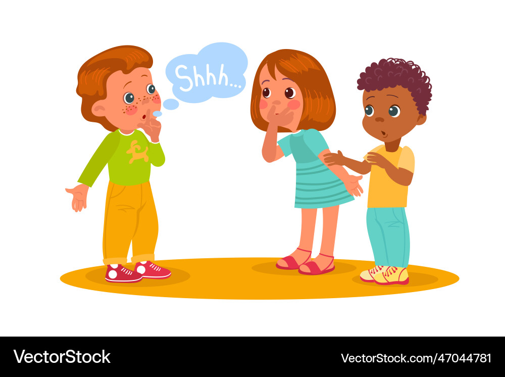 Boy makes gesture of silence or secrecy Royalty Free Vector