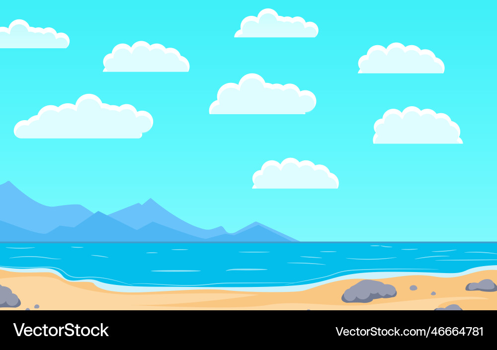 Cartoon summer beach background seaside landscape Vector Image