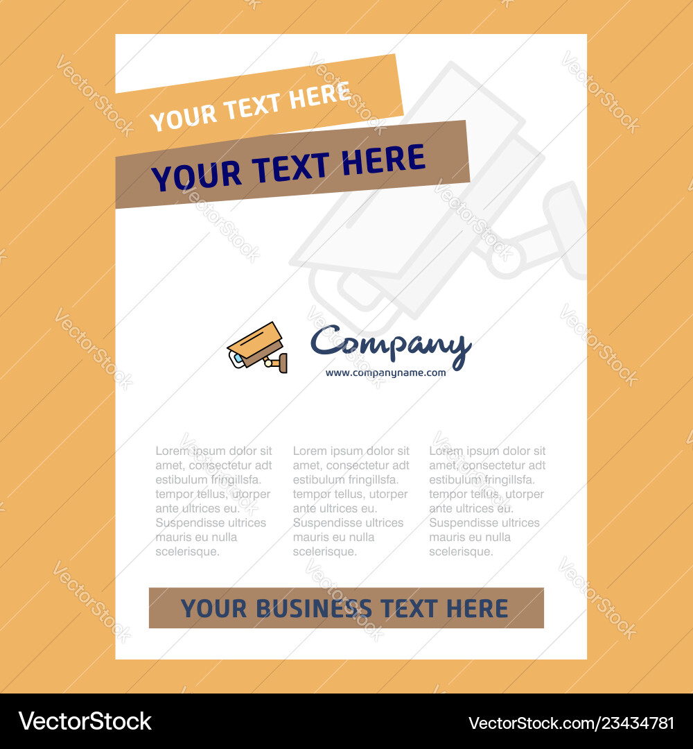 Cctv camera title page design for company profile Vector Image